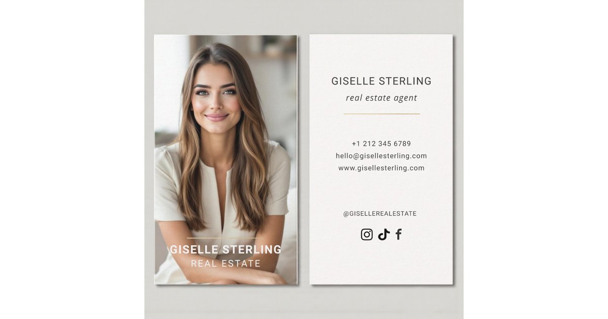Neutral Beige Real Estate Agent Minimal Modern Business Card | Zazzle