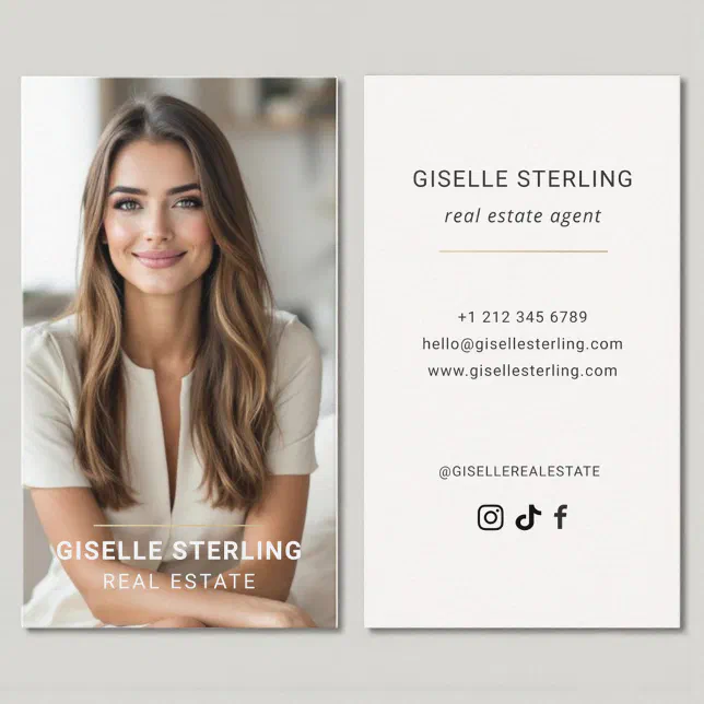 Neutral Beige Real Estate Agent Minimal Modern Business Card | Zazzle
