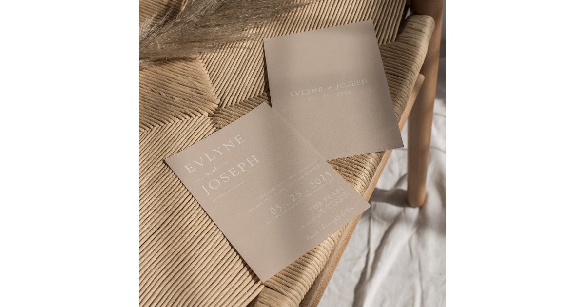 Neutral Blush Minimalist Boho Modern Wedding Invitation | Zazzle