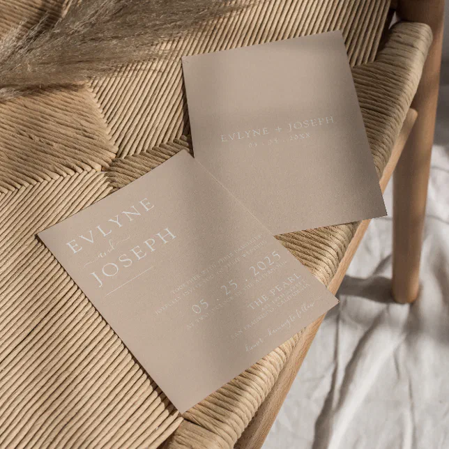 Neutral Blush Minimalist Boho Modern Wedding Invitation | Zazzle