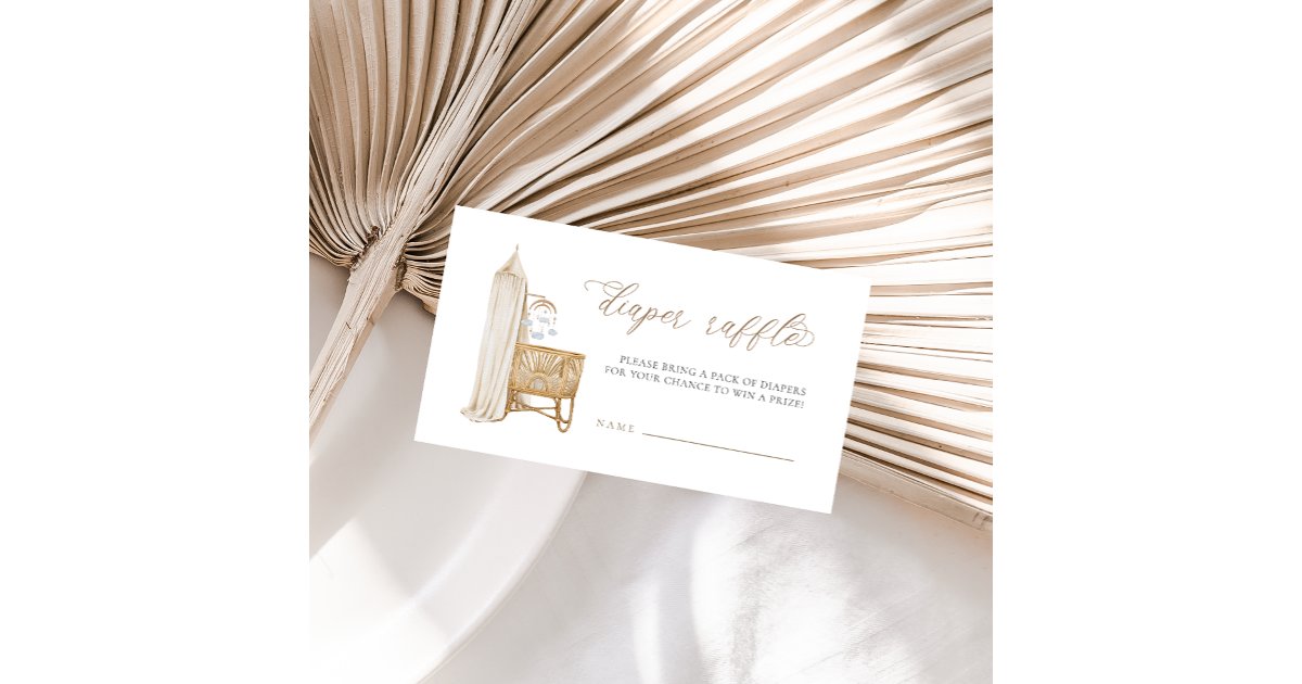 Neutral Boho Baby Brunch Diaper Raffle Enclosure Card | Zazzle