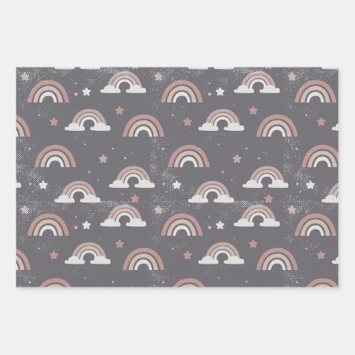 Neutral Boho Rainbow Baby Wrapping Paper Sheets | Zazzle