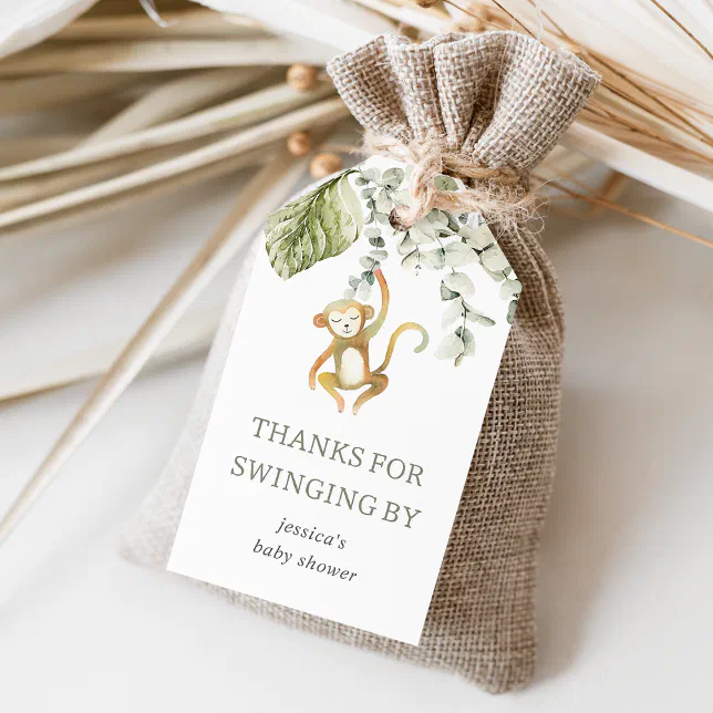 Neutral Boho Safari Monkey Baby Shower Favor Tags | Zazzle