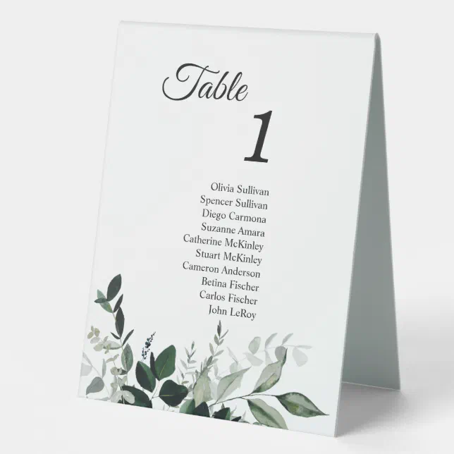 Neutral Botanical Table Tent Sign with Guests | Zazzle