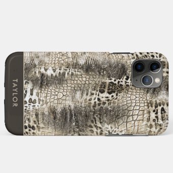 Neutral Brown Snakeskin Pattern with Name Case-Mate iPhone Case | Zazzle