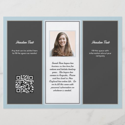 Neutral Business Brochure Logo, QR Code Tri-Fold Flyer | Zazzle