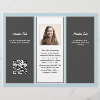 Neutral Business Brochure Logo, QR Code Tri-Fold Flyer | Zazzle