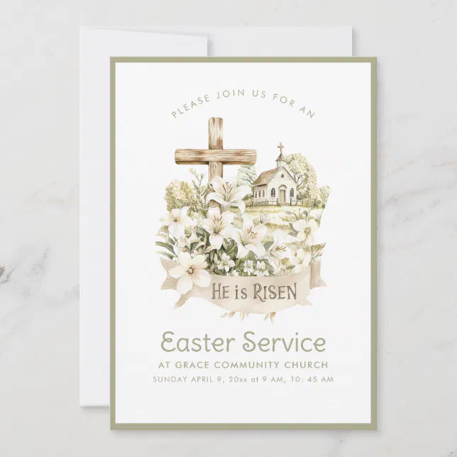 Neutral Church | Easter Service Invitation | Zazzle