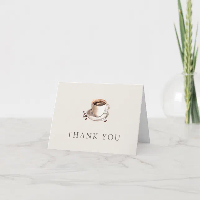 Neutral Coffee Theme Thank You Card | Zazzle