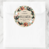 Neutral Cute Spooky Happy Halloween Wreath Classic Round Sticker | Zazzle