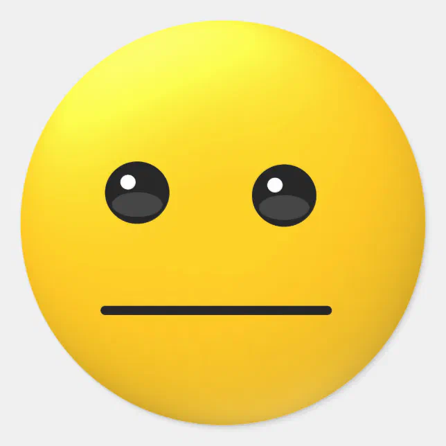 Neutral expression funny emoji sticker | Zazzle