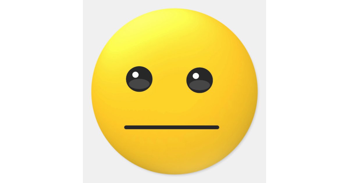 Neutral expression funny emoji sticker | Zazzle.com