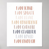 Neutral I am Affirmations for Kids Poster | Zazzle