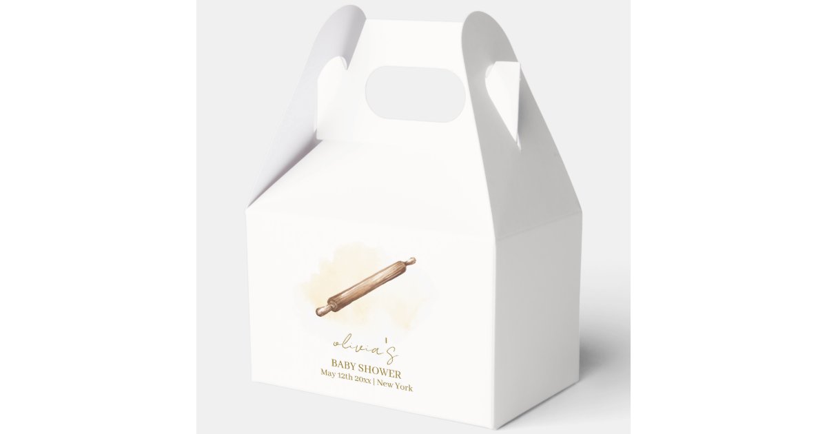 Neutral Minimalist Pastry Chef Baby Shower Favor Boxes | Zazzle