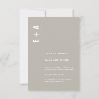 Neutral Modern Minimal Bold Initials Wedding Invitation | Zazzle
