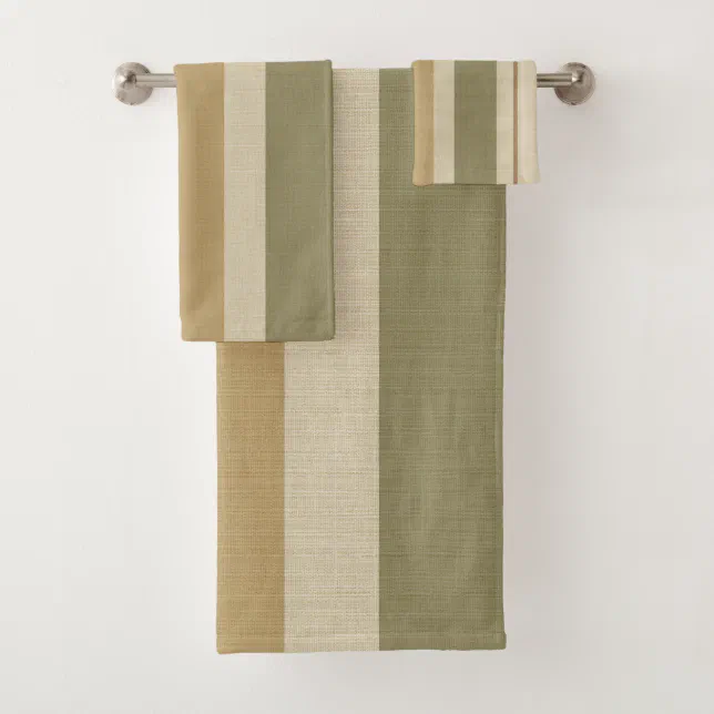 Neutral Modern Stripes Bath Towel Set | Zazzle