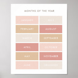 Neutral Months of the Year Classroom Poster | Zazzle