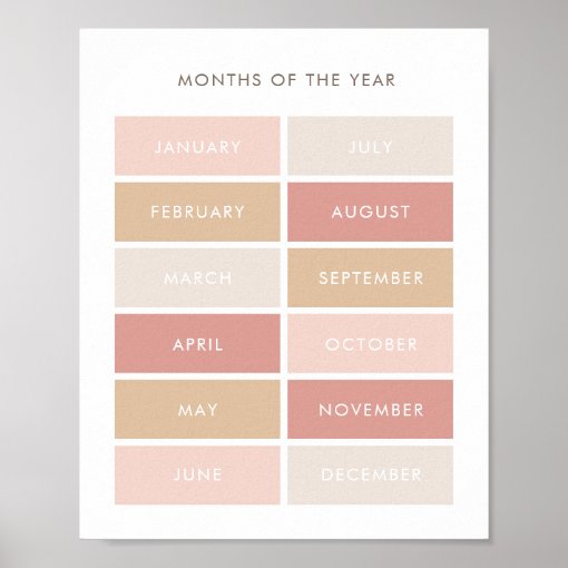 Neutral Months of the Year Classroom Poster | Zazzle