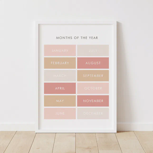 Neutral Months of the Year Classroom Poster | Zazzle