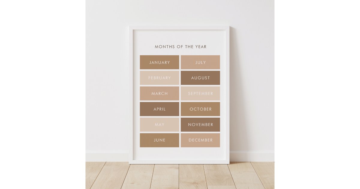 Neutral Months of the Year Classroom Poster | Zazzle