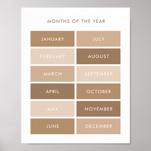 Neutral Months of the Year Classroom Poster | Zazzle