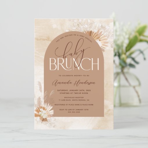 Neutral Pampas Baby Brunch Baby Shower Invitation | Zazzle