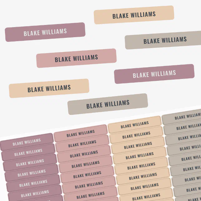 Neutral Pastel Girls Custom Name – 4 Color Set Labels | Zazzle