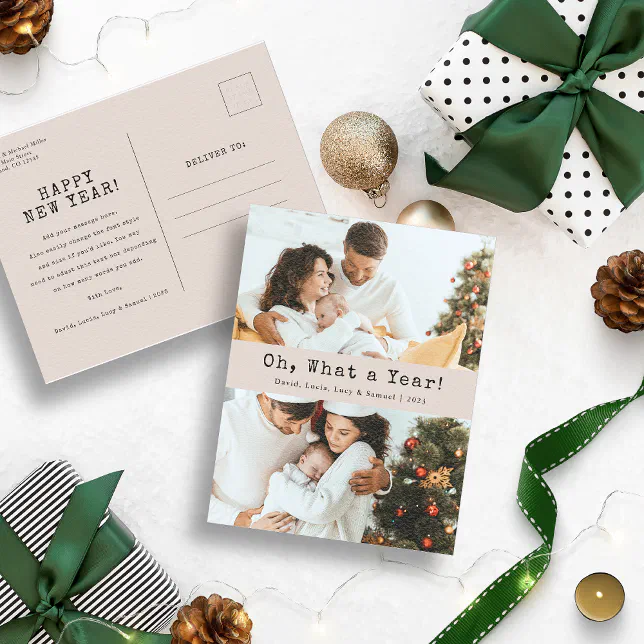 Neutral Photo Holiday Postcard | Zazzle