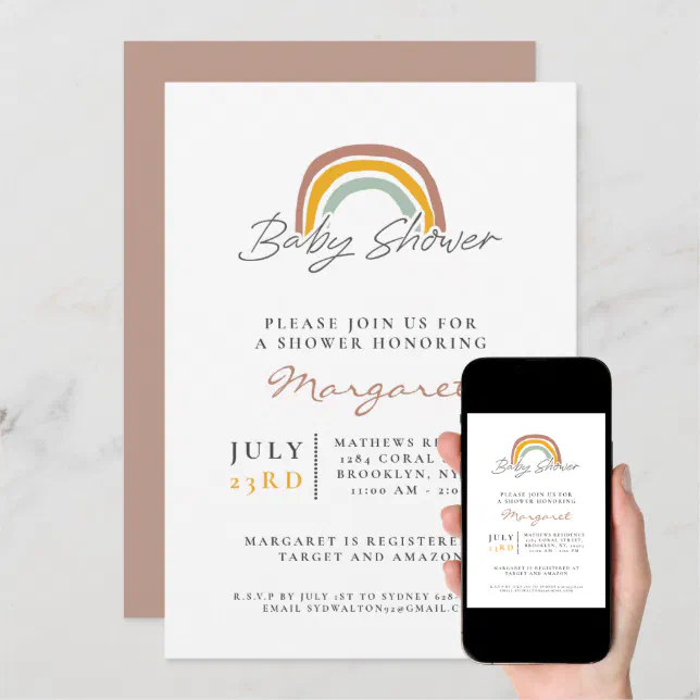 Neutral Rainbow Baby Shower Invitation | Zazzle