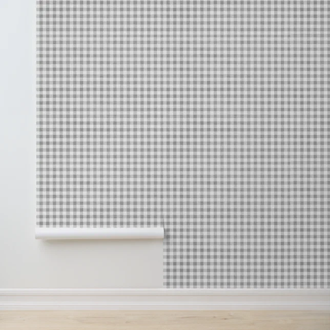 Neutral Rustic Gray Small Gingham Pattern Wallpaper | Zazzle