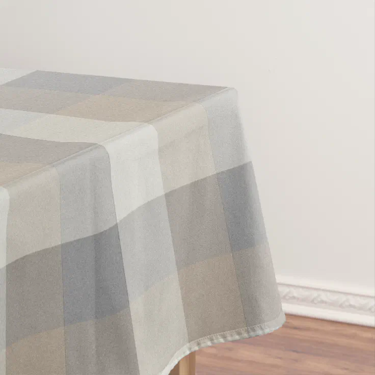 Neutral Rustic Tan Gray Ivory Plaid Tablecloth | Zazzle