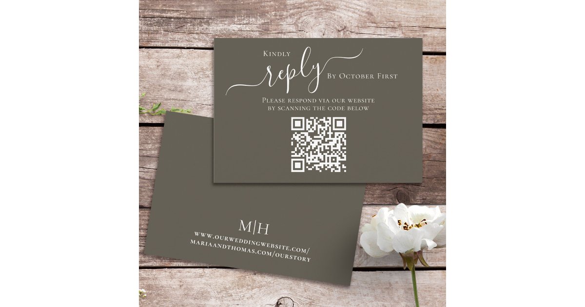Neutral Script Wedding Reply QR Code Template | Zazzle