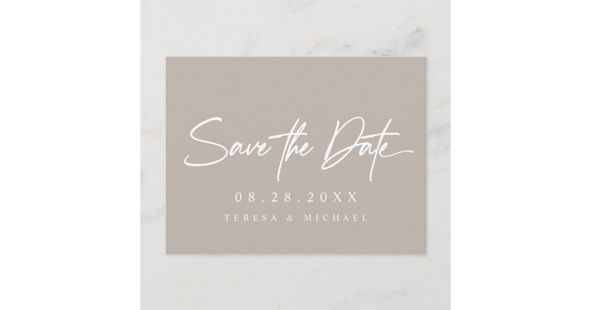 Neutral Simple Custom Engagement Wedding Postcard | Zazzle