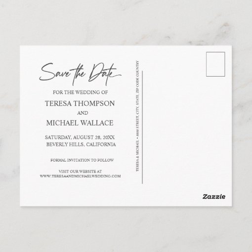 Neutral Simple Custom Engagement Wedding Postcard | Zazzle