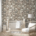 Neutral Stacked Rustic Stone Wallpaper | Zazzle