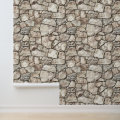 Neutral Stacked Rustic Stone Wallpaper | Zazzle