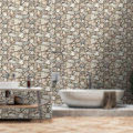 Neutral Stacked Rustic Stone Wallpaper | Zazzle