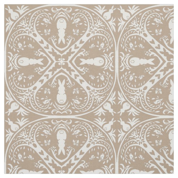 Bunny Rabbit Toile Pattern Blue & White Cute Decor Fabric | Zazzle