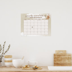 Neutral Teddy Bear Guess The Due Date Calendar Pos Poster | Zazzle