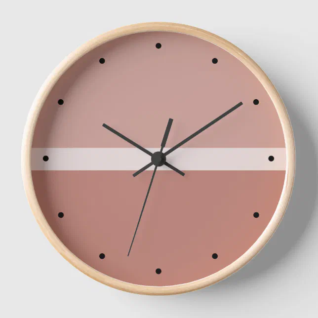 Neutral Terracotta Colorblock with Black Accents Clock | Zazzle