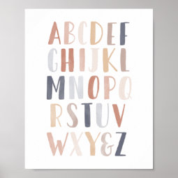 Neutral Watercolor Alphabet Nursery Poster | Zazzle