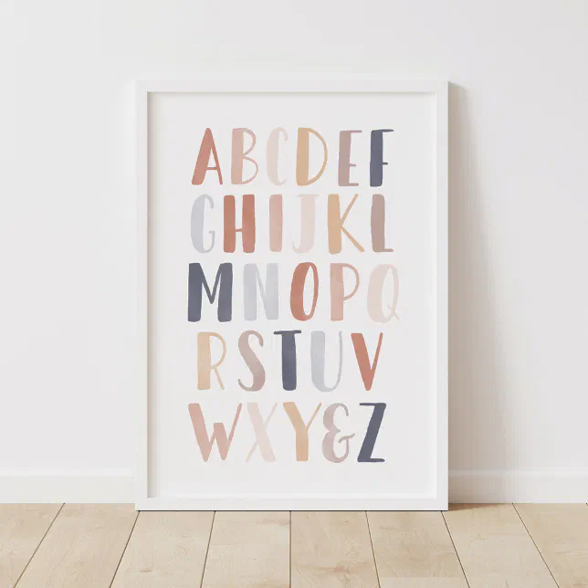 Neutral Watercolor Alphabet Nursery Poster | Zazzle