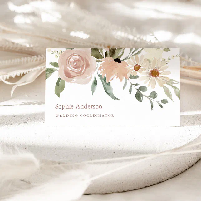 Neutral Watercolor Botanical Floral Business Card | Zazzle