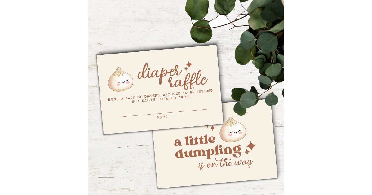 Neutral Watercolor Little Dumpling Diaper Raffle Enclosure Card | Zazzle