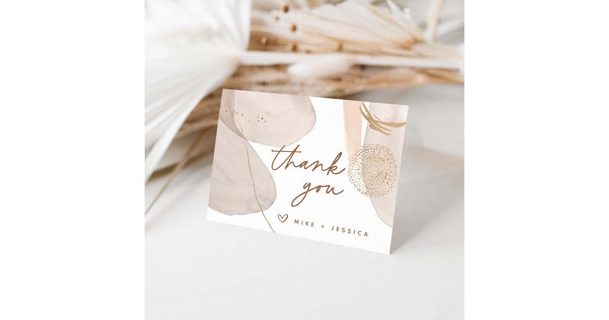 Neutral Watercolor Shapes Personalized Thank You Card | Zazzle