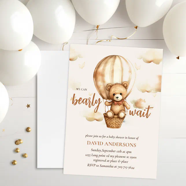 Neutral We Can Bearly Wait Invitation | Zazzle