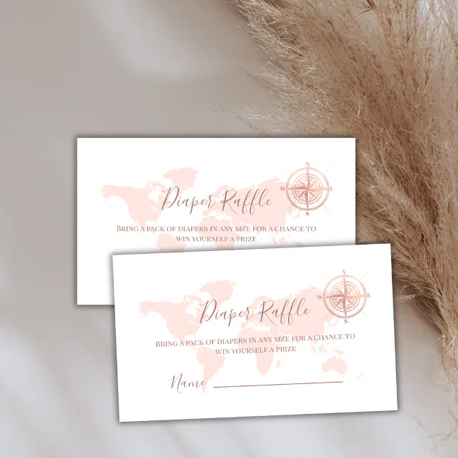 Neutral World Map Diaper Raffle Baby Shower Enclosure Card | Zazzle