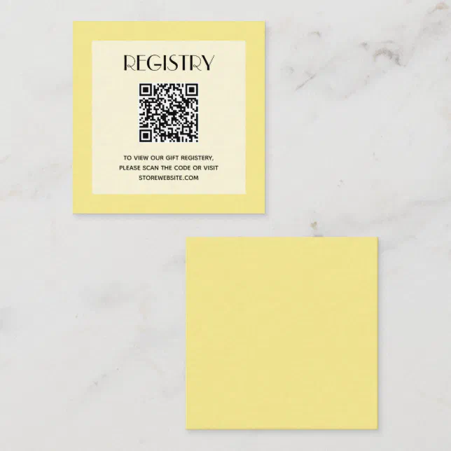 Neutral Yellow Baby Shower Registry QR Code Enclosure Card | Zazzle