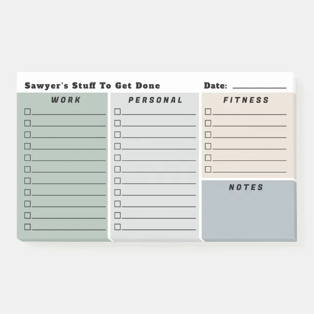 Neutrals Man's Daily Planning Checklists Post-it Notes | Zazzle