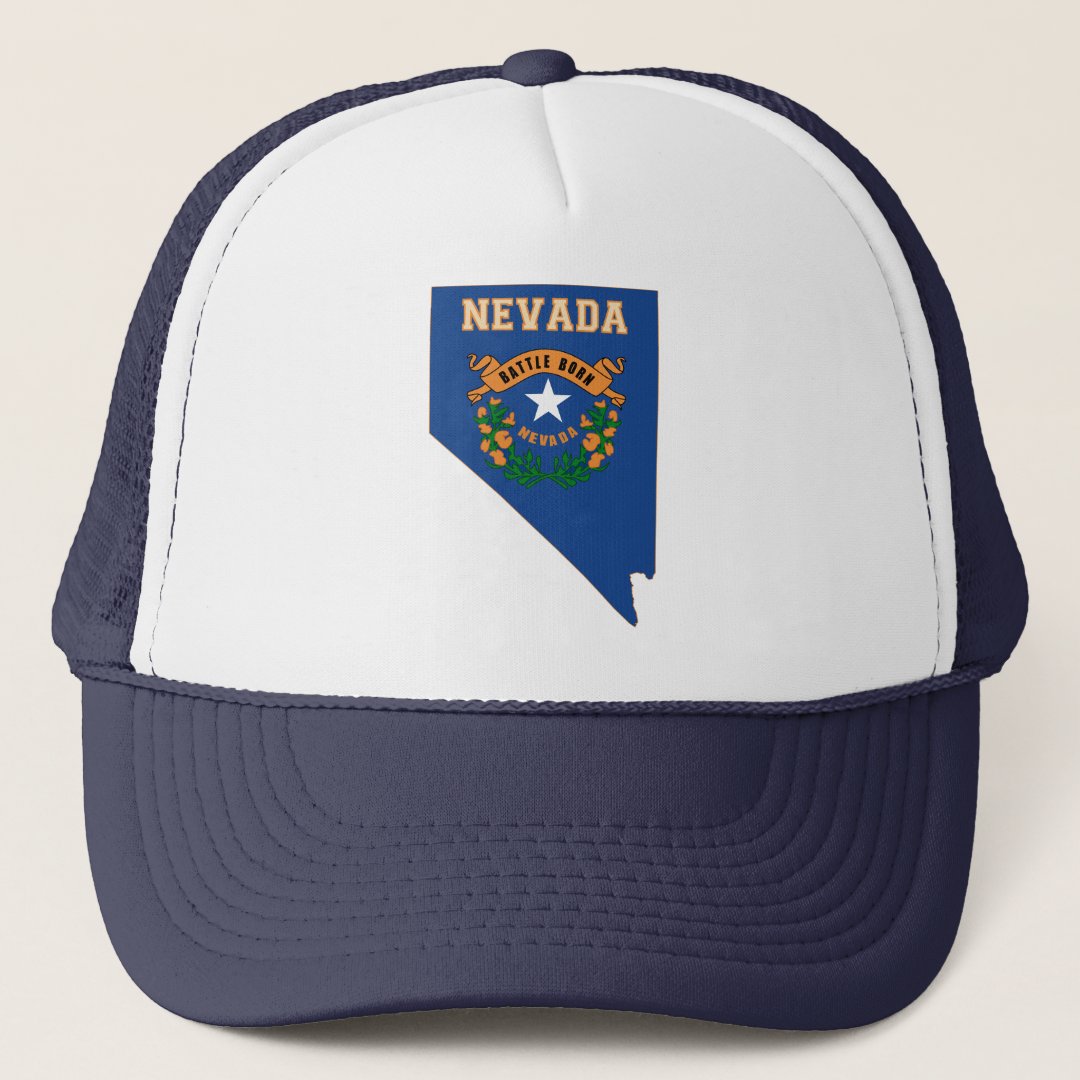 Nevada Silhouette Map Shaped State Flag Trucker Hat | Zazzle